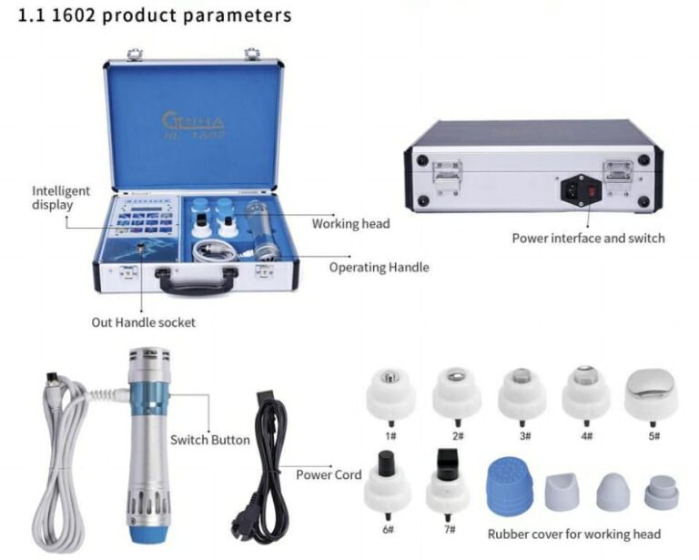 GINHA HL1602 Shockwave Machine with 7 Heads for Physiotherapy Pain ...
